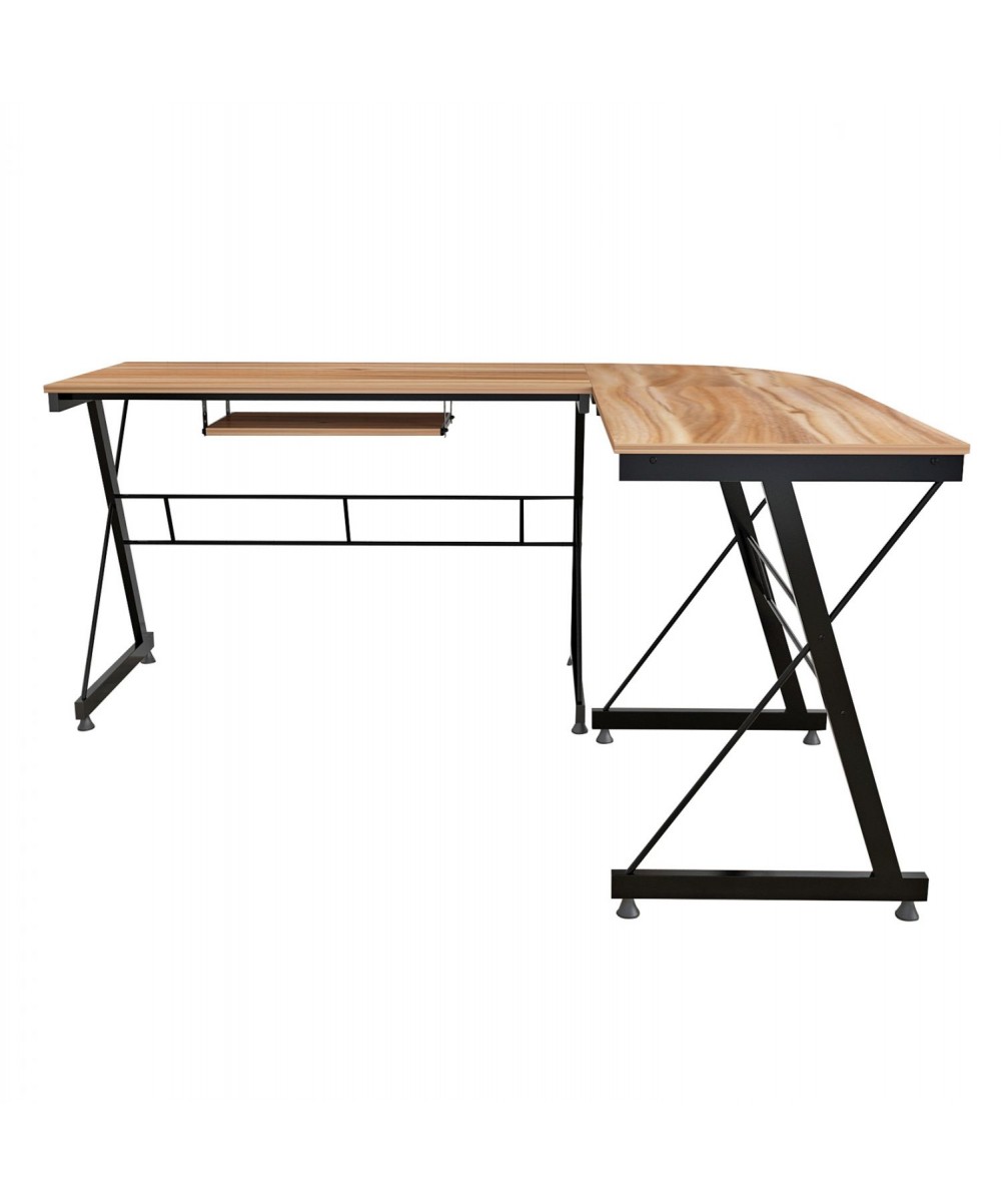 ΓΩΝΙΑΚΟ ΓΡΑΦΕΙΟ WALNUT ΕΠΙΦΑΝΕΙΑ ΜΕ ΜΕΤΑΛΛΙΚΟ ΣΚΕΛΕΤΟ HM2127.02 ...