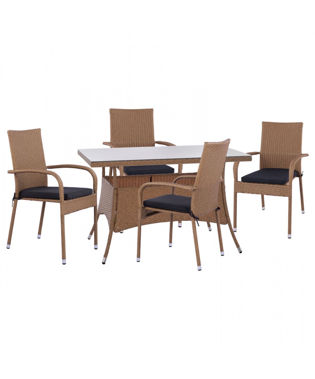 ΣΕΤ ΤΡΑΠΕΖΑΡΙΑΣ 5ΤΜΧ ΤΡΑΠ. 120Χ70 & ΠΟΛΥΘΡΟΝΕΣ WICKER RATTAN ΜΠΕΖ ΚΑΦΕ ...