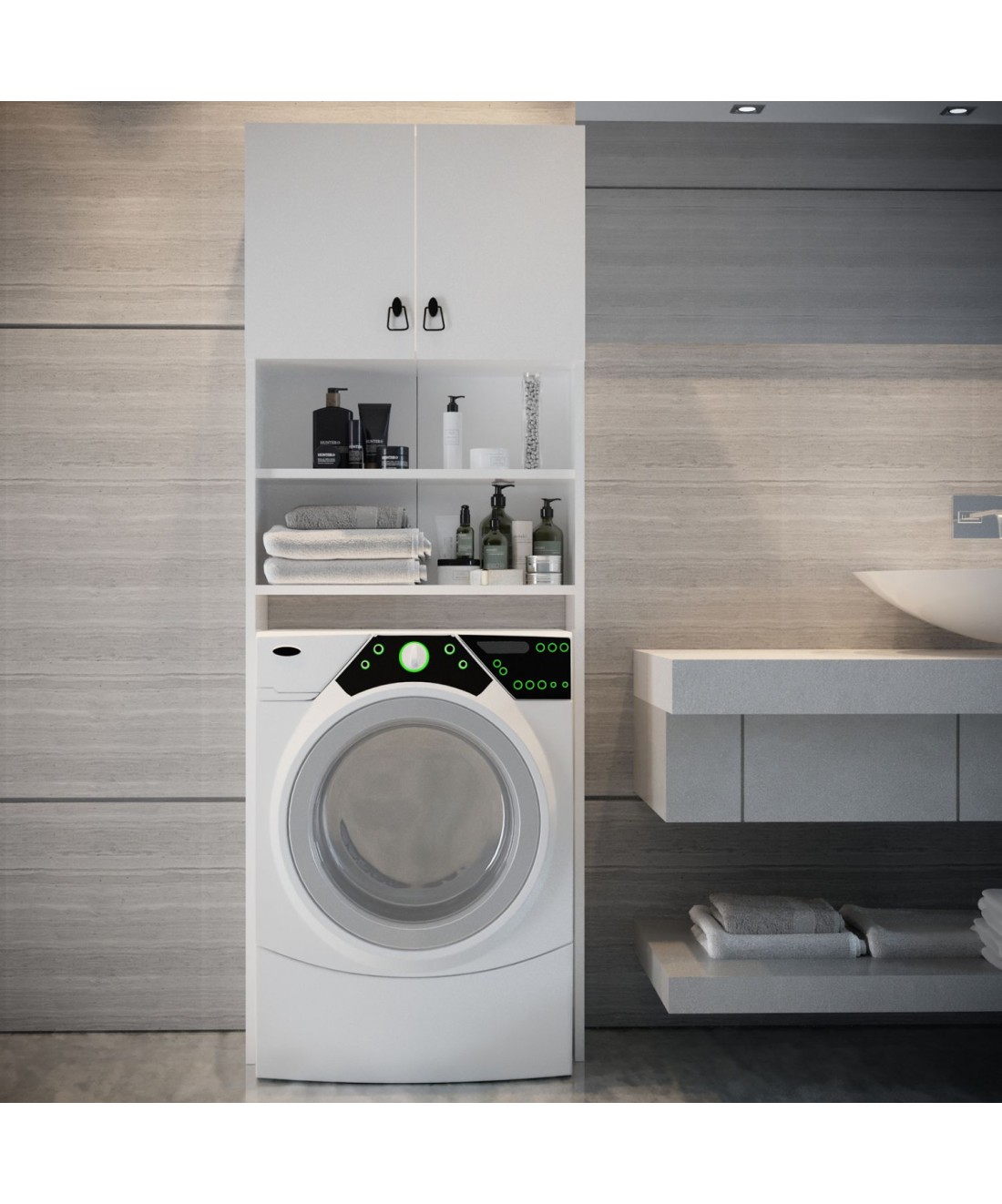 ΕΠΙΠΛΟ ΠΛΥΝΤΗΡΙΟΥ ΜΕ ΡΑΦΙΑ ΚΑΙ ΝΤΟΥΛΑΠΙ TERRY ΛΕΥΚΟ ΜΕΛΑΜΙΝΗ ...